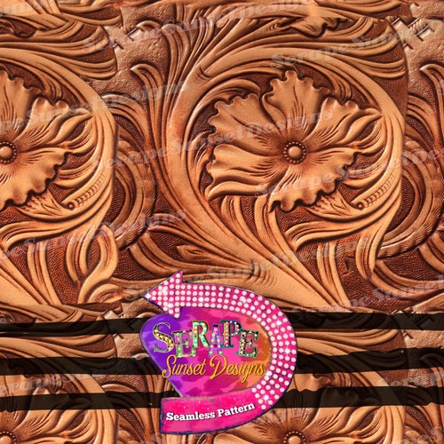 Western Tooled Leather Pattern Floral SVG - Etsy