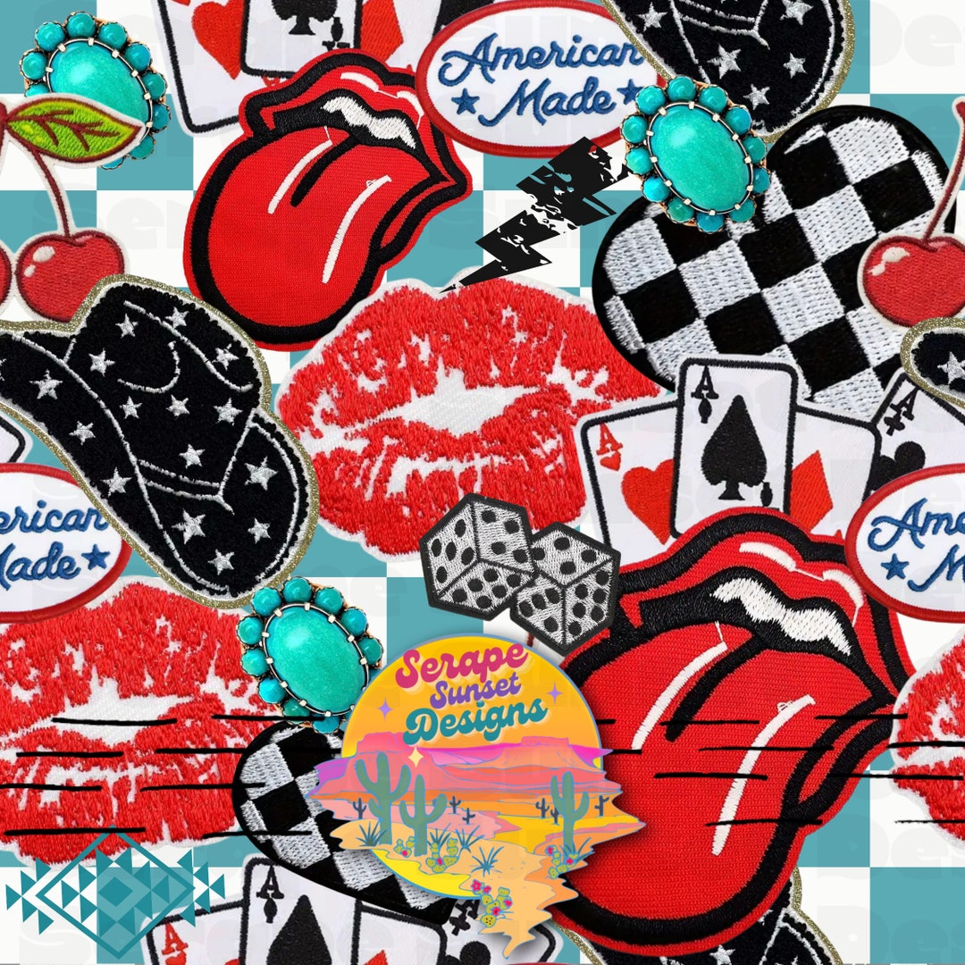 Trucker Patch Vegas Western Vibes Collage Seamless File - Pattern ...