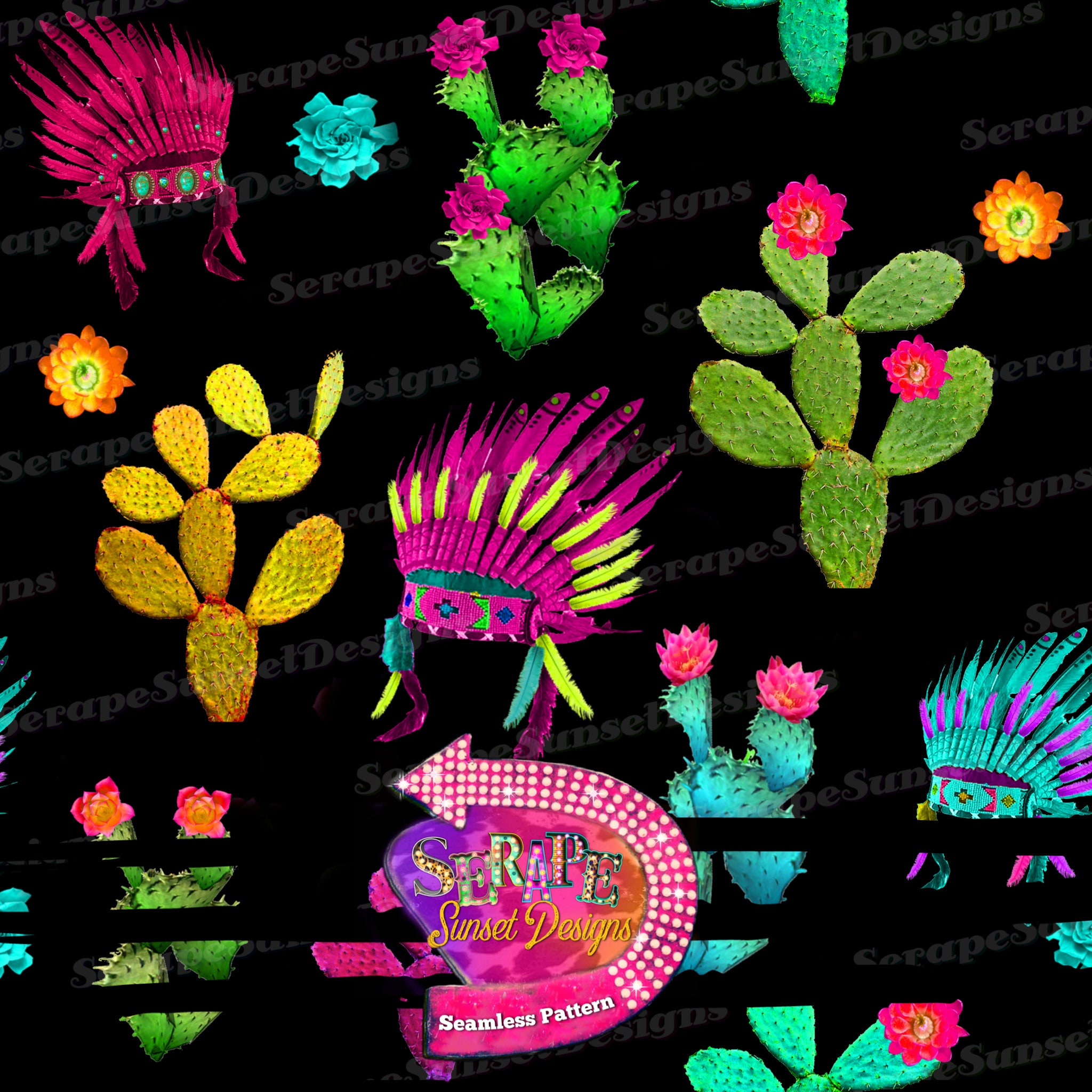 Indian Outlaws Seamless Pattern Digital Paper - Etsy