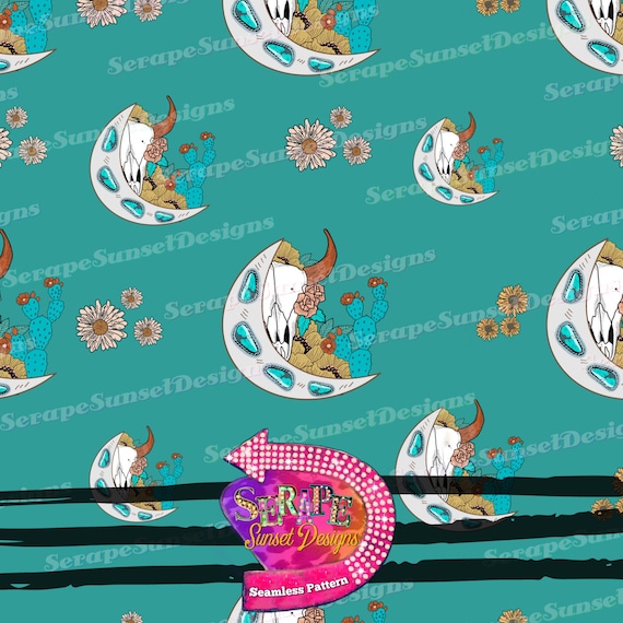 Boho Desert Dreamin Seamless Pattern Teal - Etsy