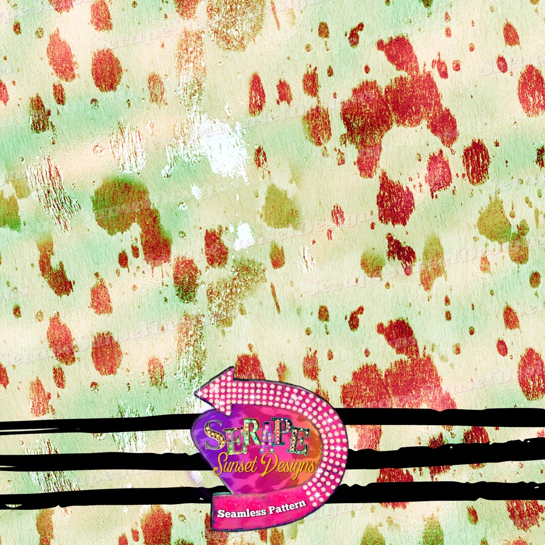 Acid Wash Red and Green Christmas Cowhide Seamless File for Fabric ...