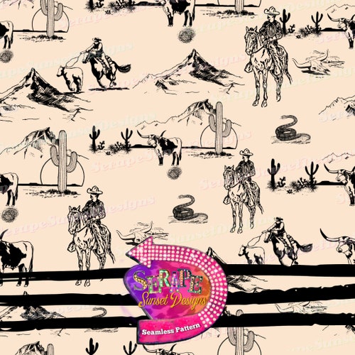Western Vintage Cowboy Desert Tan Seamless Pattern Boys - Etsy