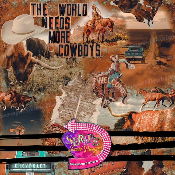 Down South Cowboy Seamless Pattern - Etsy
