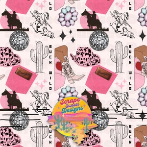 Buck Wild Cowgirl Seamless Pattern - Etsy