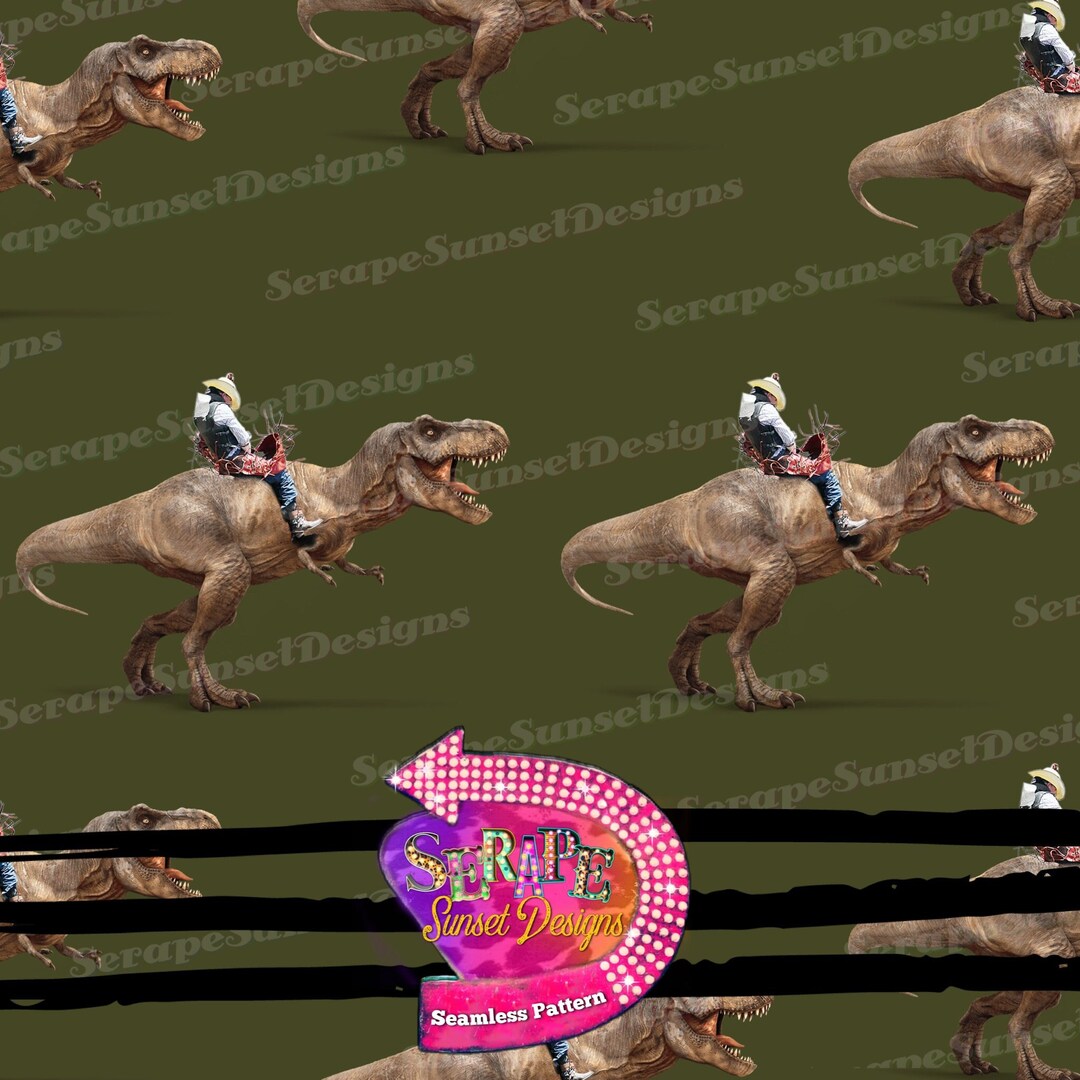 Dino Cowboy Seamless Pattern - Etsy