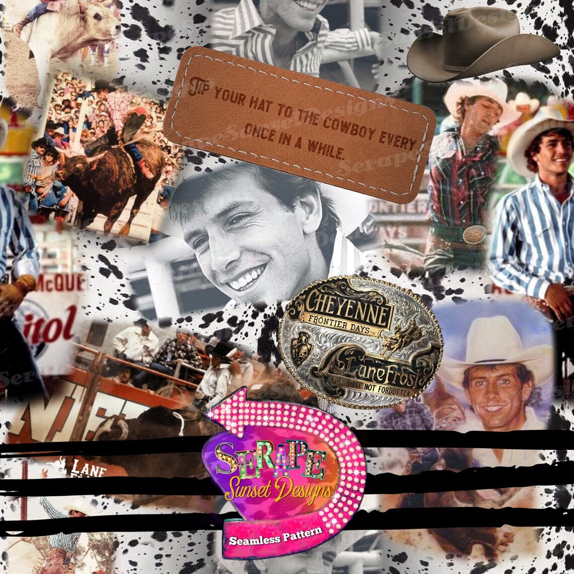 Lane Frost 8 Second Seamless Pattern - Etsy