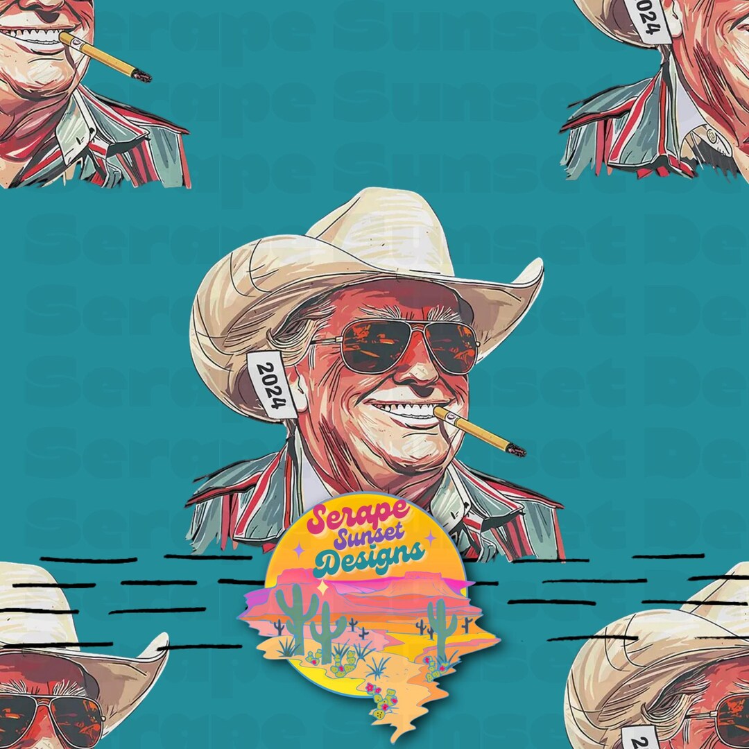 TRUMP 2024 Cowboy Trump Seamless File Pattern Repeating Digital Paper ...
