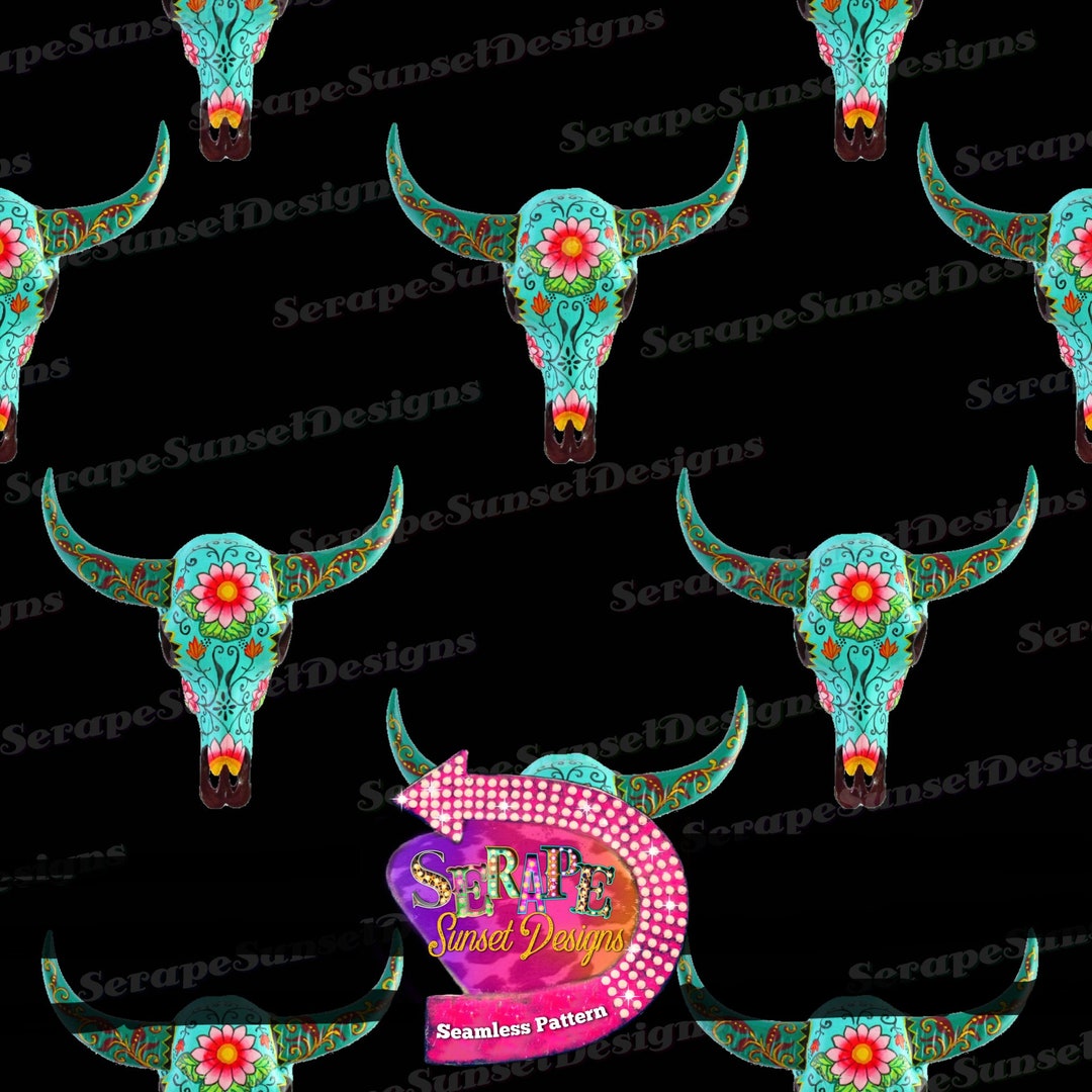 Cow Skulls Seamless Pattern - Etsy