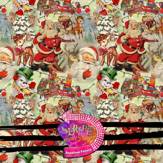 Vintage Christmas Seamless Pattern for Fabric Printing - Etsy
