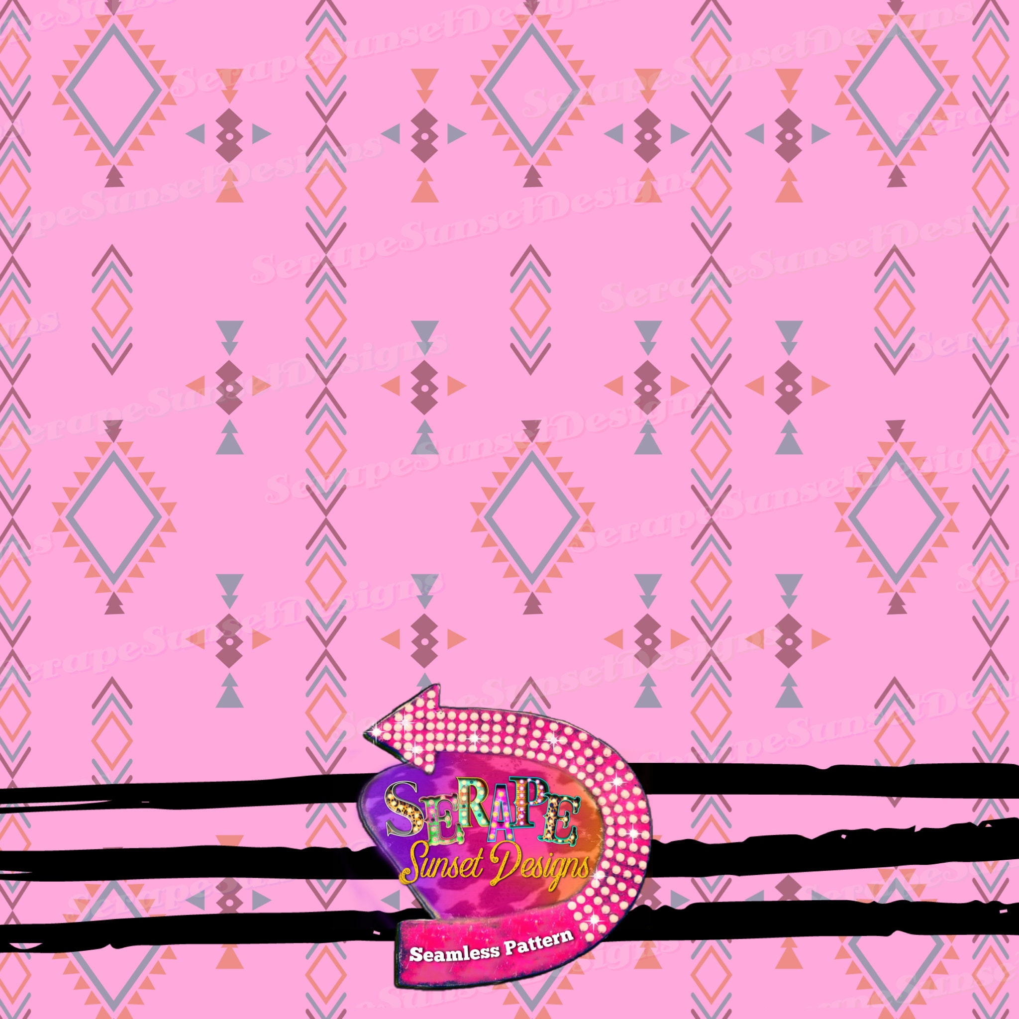 Pink Aztec Western Seamless Pattern - Etsy