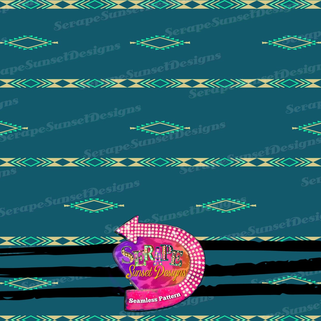 Teal Aztec Western Seamless Pattern - Etsy
