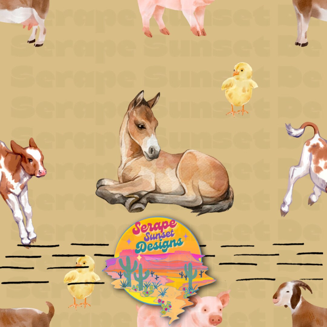 Baby Farm Animals - Infant Seamless - Western- Farm Life- Seamless ...