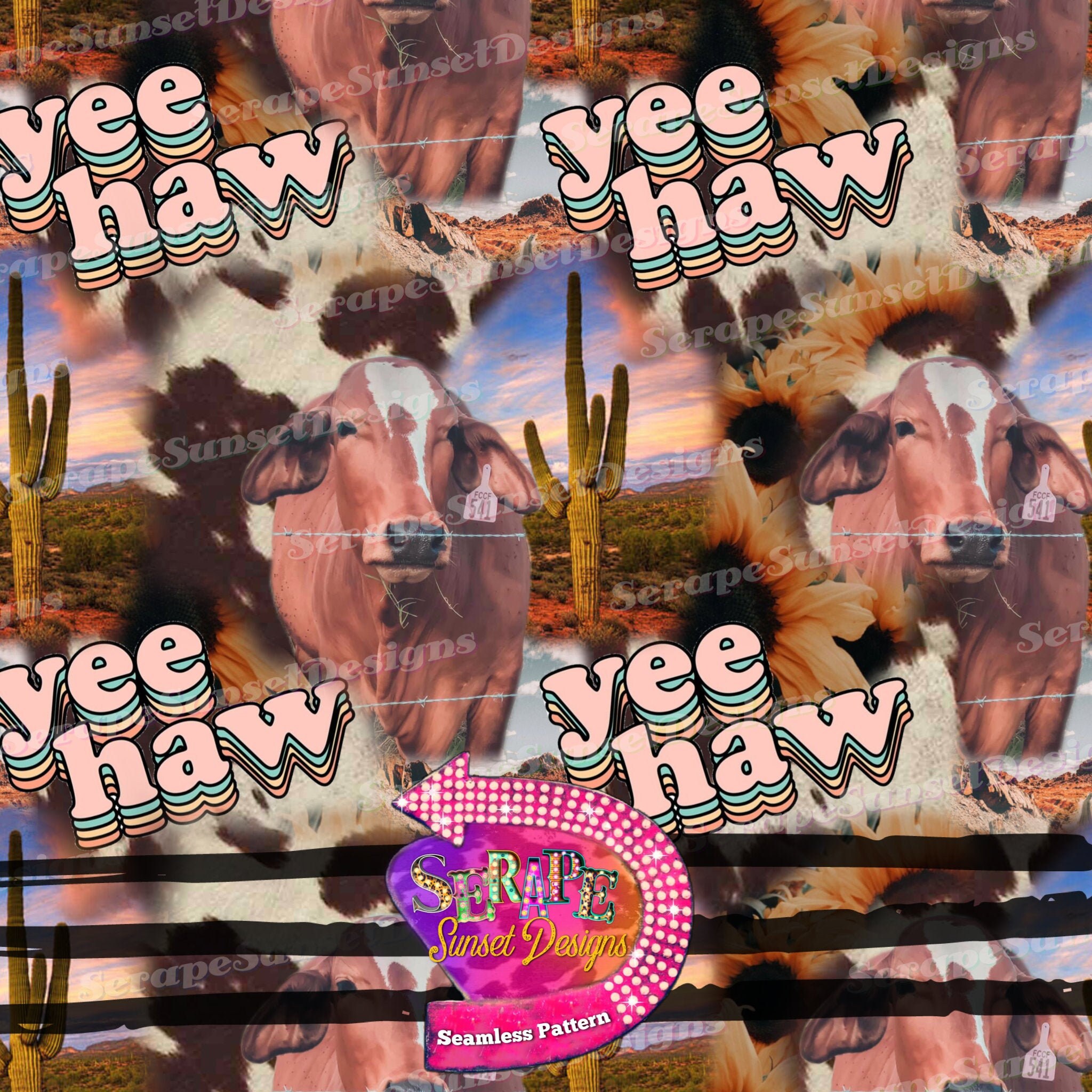 Yeehaw Seamless Pattern Digital Paper | Etsy