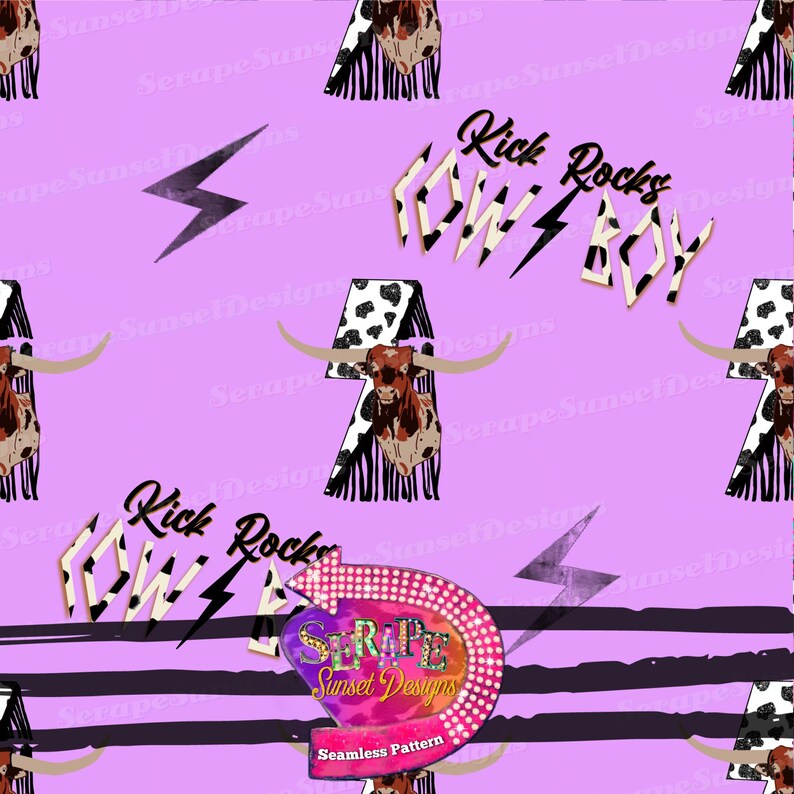 Kick Rocks Cowboy Seamless Pattern | Etsy