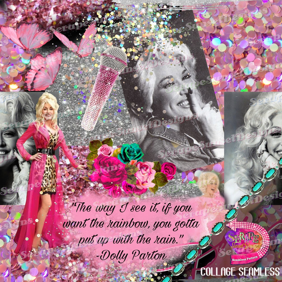 Dolly Parton Collage Seamless, Digital Download, Tumbler Wrap, Fabric ...