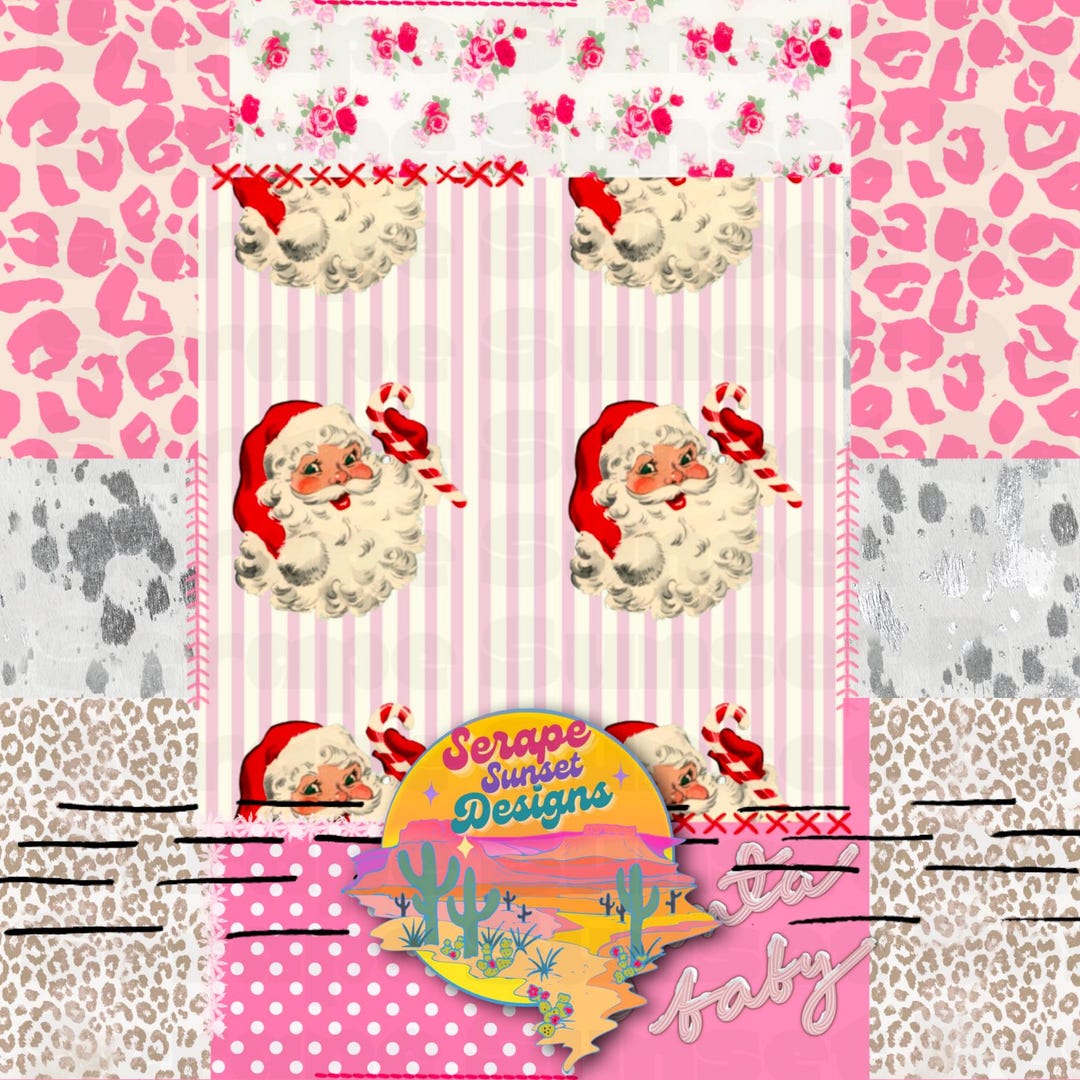 Santa Christmas Girly Seamless Pattern - Etsy