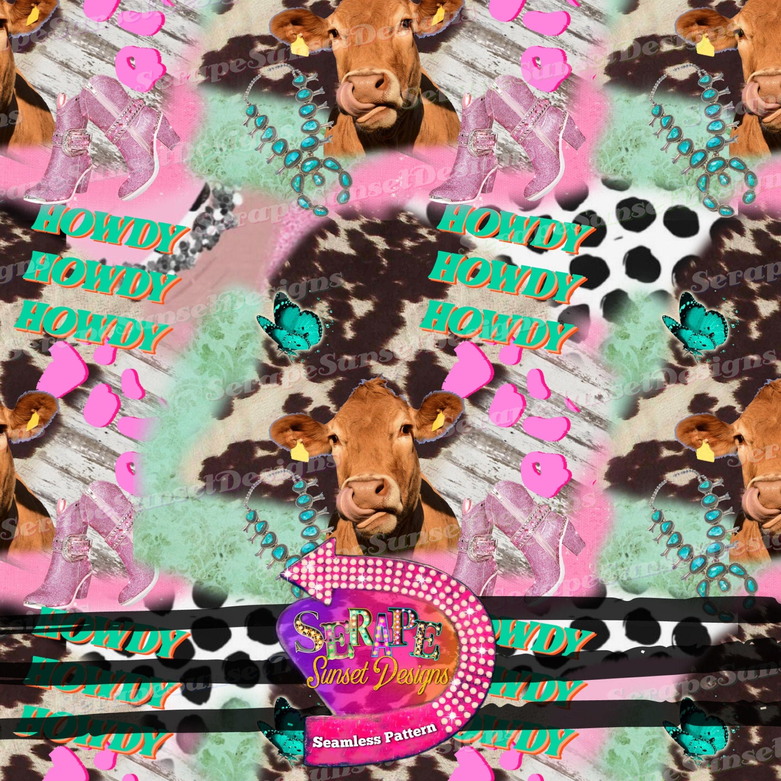 Howdy Cowgirl Seamless Pattern Digital Paper - Etsy