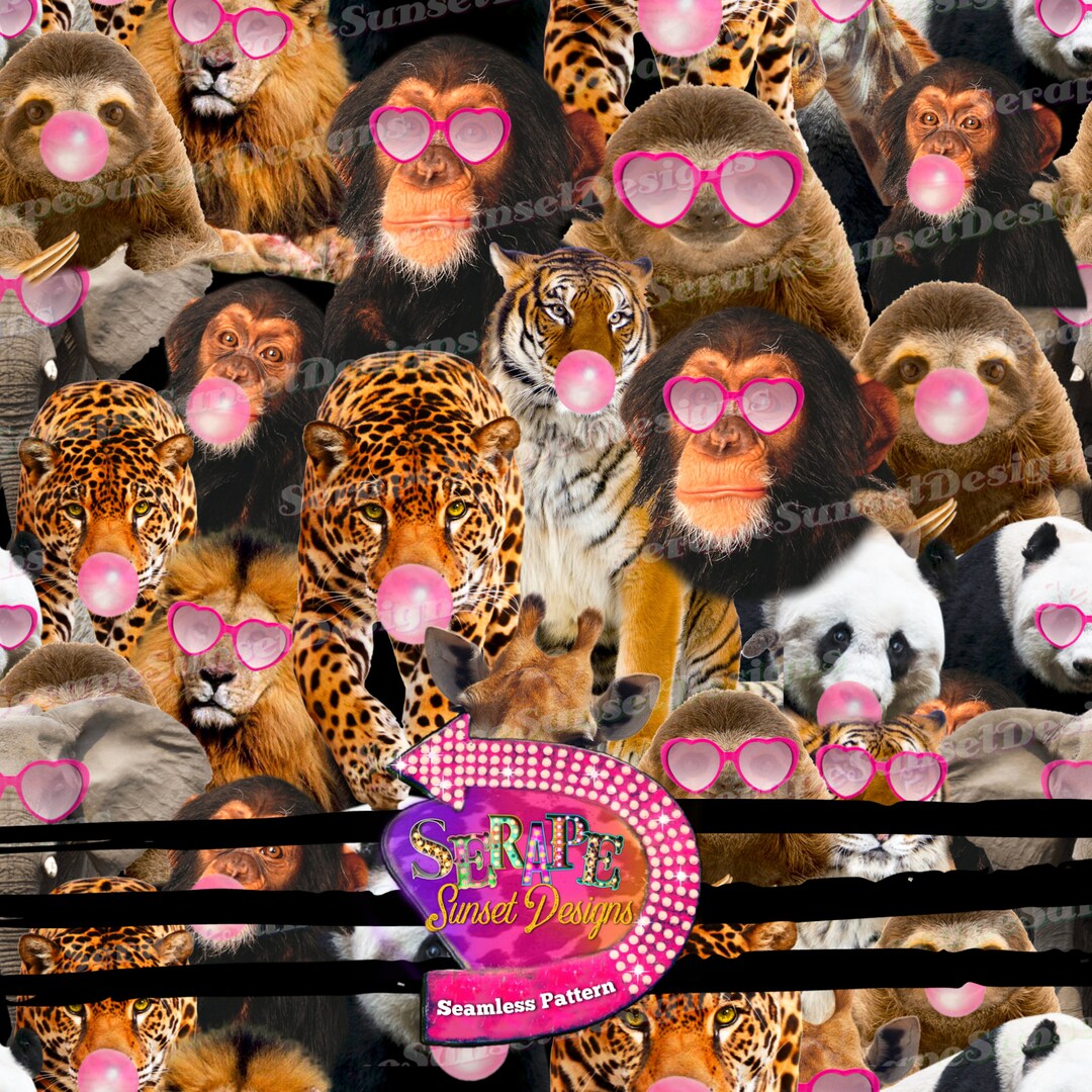 Zoo Animals Blowing Bubbles, Bubble Gum Seamless Pattern - Etsy