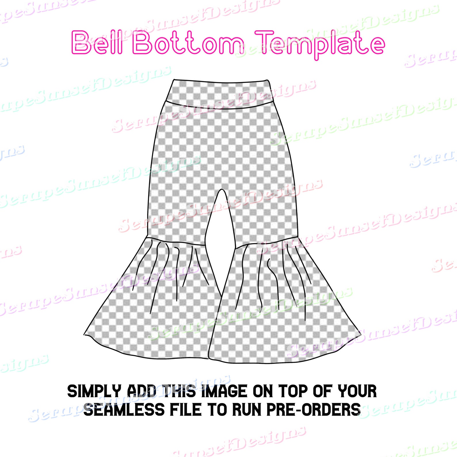 Bell Bottoms Mock up Template NOT a Sewing Pattern. See Video - Etsy