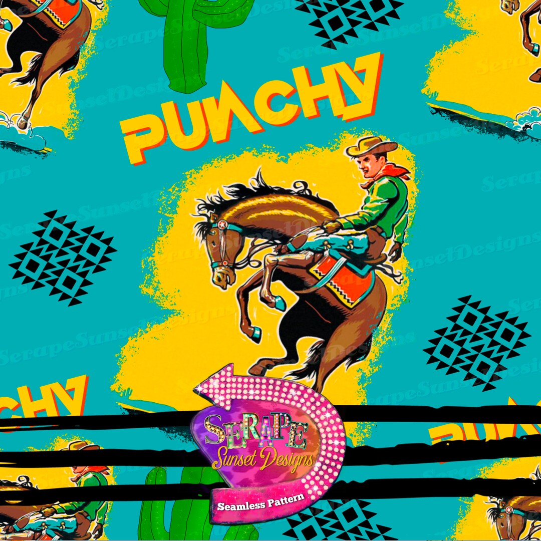 Punchy Cowboy Western Seamless Pattern, Fabric Pattern - Etsy