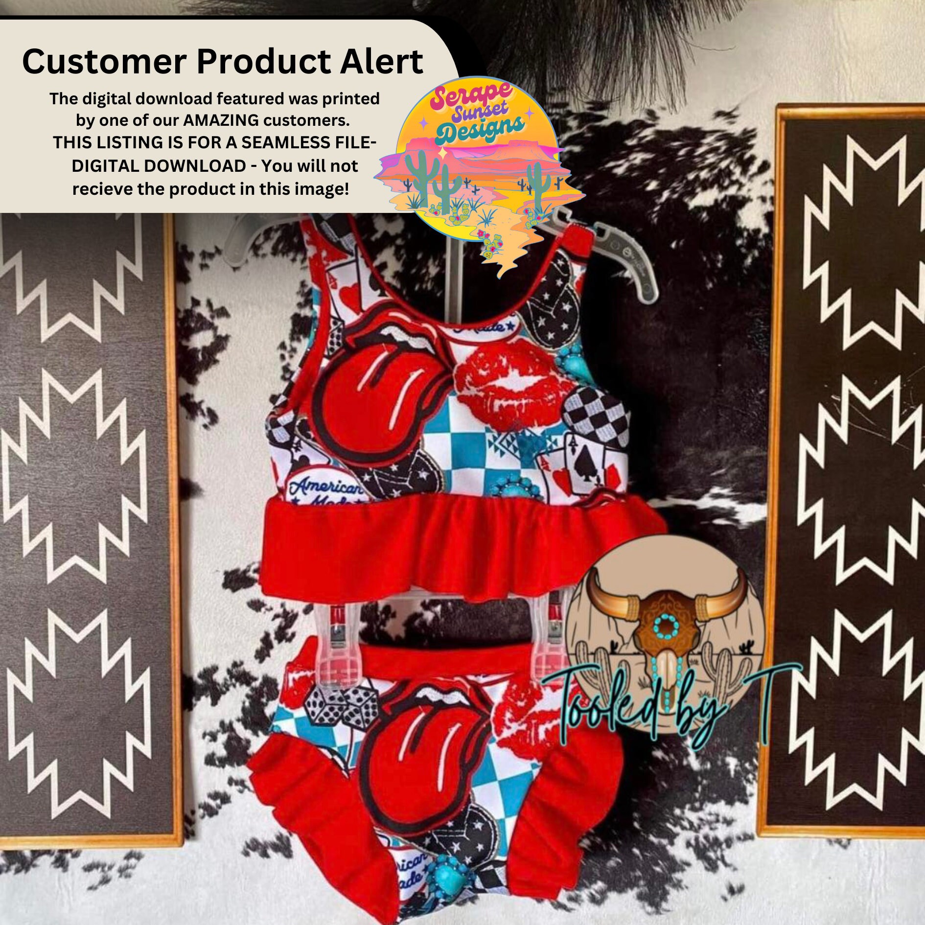 Trucker Patch Vegas Western Vibes Collage Seamless File - Pattern ...