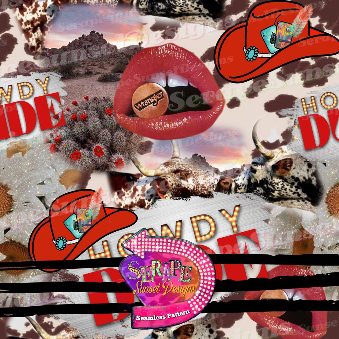 Howdy Dude Western Collage Seamless Pattern - Etsy