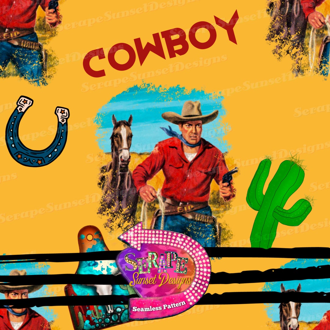 Vintage Cowboy Western Seamless Pattern, Fabric Pattern - Etsy