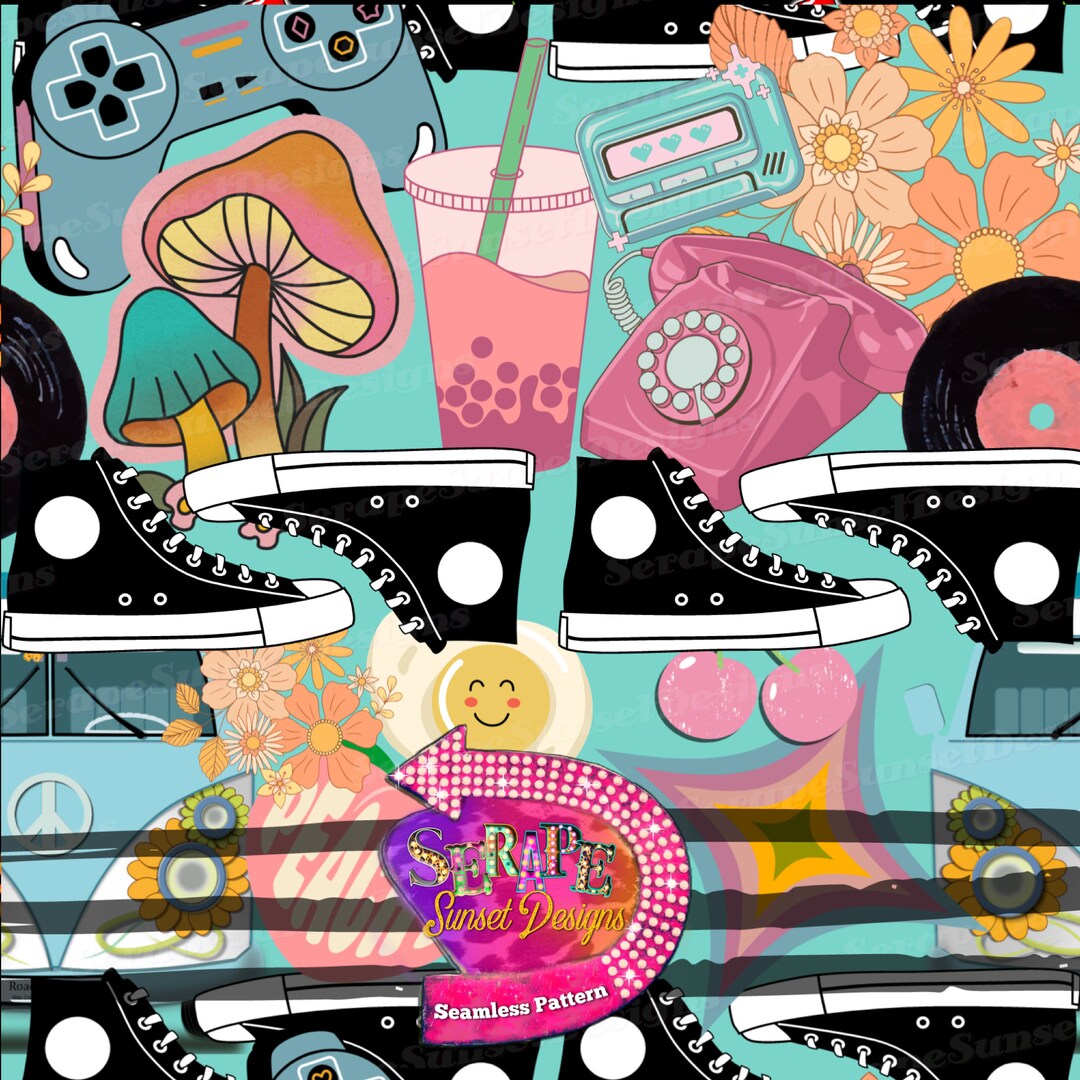 Retro VSCO PREPPY Seamless Pattern - Etsy
