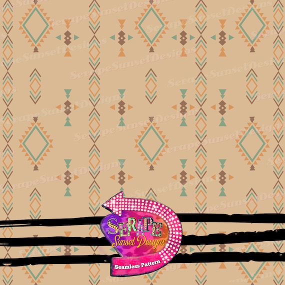 Tan and Teal Western Seamless Pattern - Etsy
