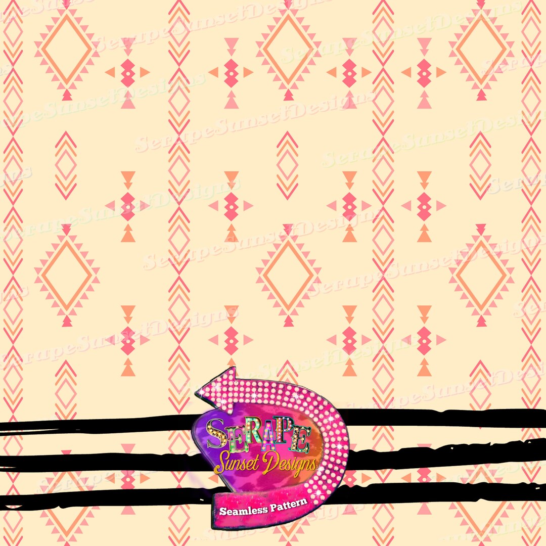 Cream and Pink Aztec Western Seamless Pattern - Etsy