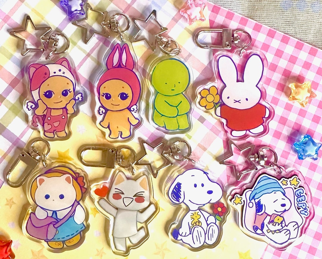 Kawaii Character Keychains Collector Trinkets Double Sided sonny Angel ...