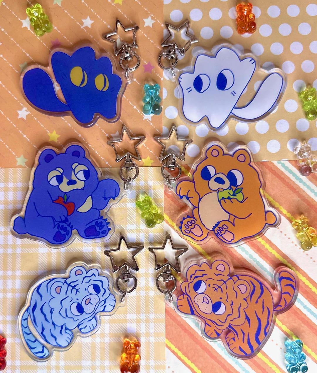 Duo Animal Mascot Keychains (large) - Etsy