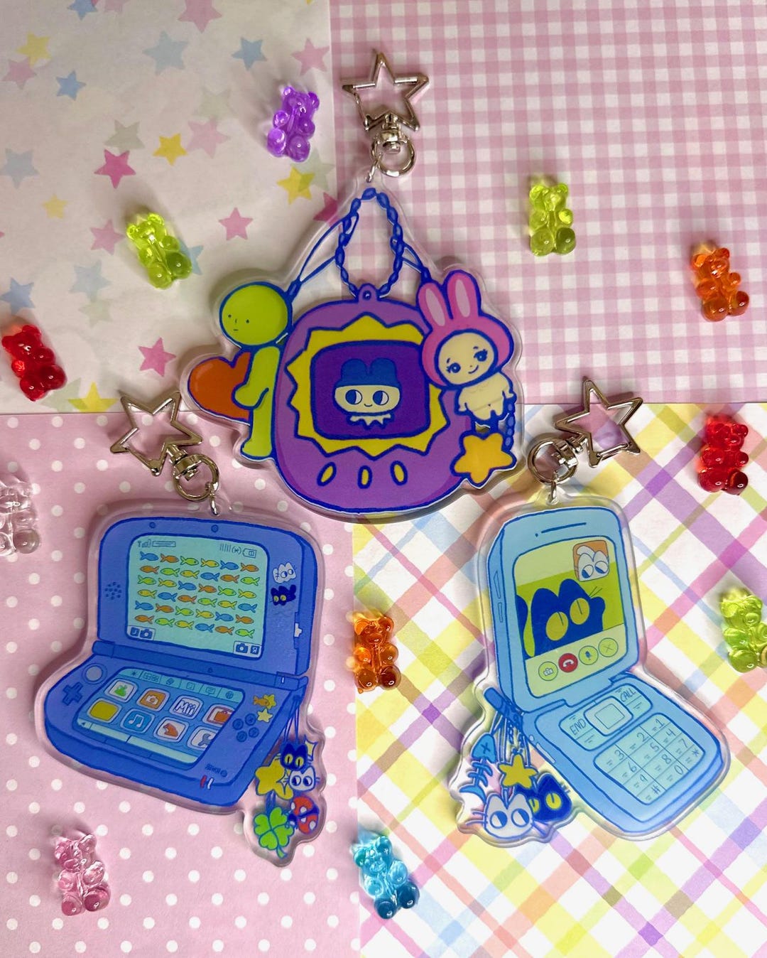 Large Tech Keychains (flip Phone, DS, Tamagotchi) - Etsy