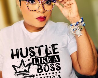 Hustle Like A Boss Live Like A Queen Gold Crown Hustling Girl Boss Lady ...