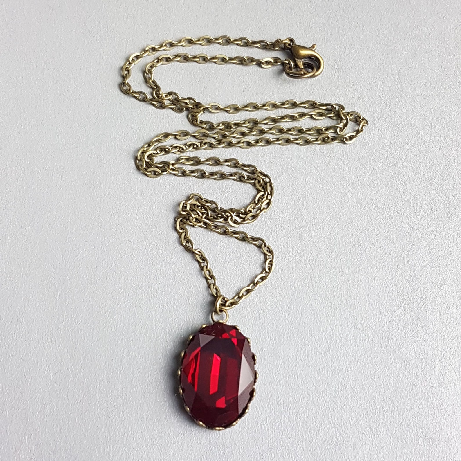 Deep Red Jewelry Set Antique Brass Bridesmaid Jewellery Oval - Etsy UK