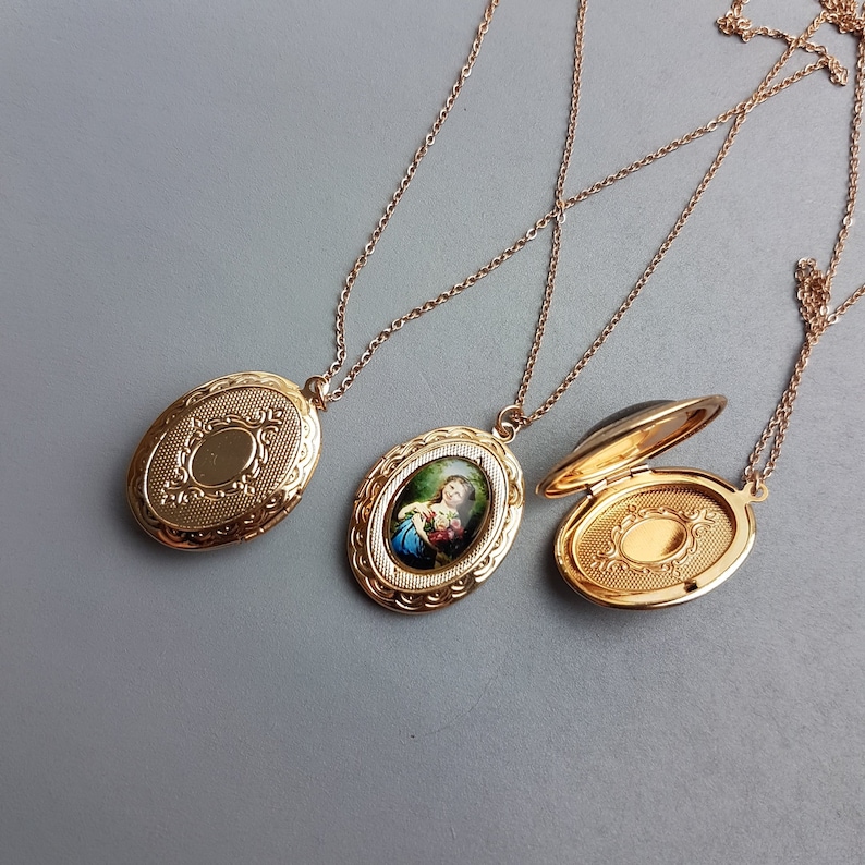 Rose Gold Locket Necklace Romantic Victorian Vintage Style - Etsy
