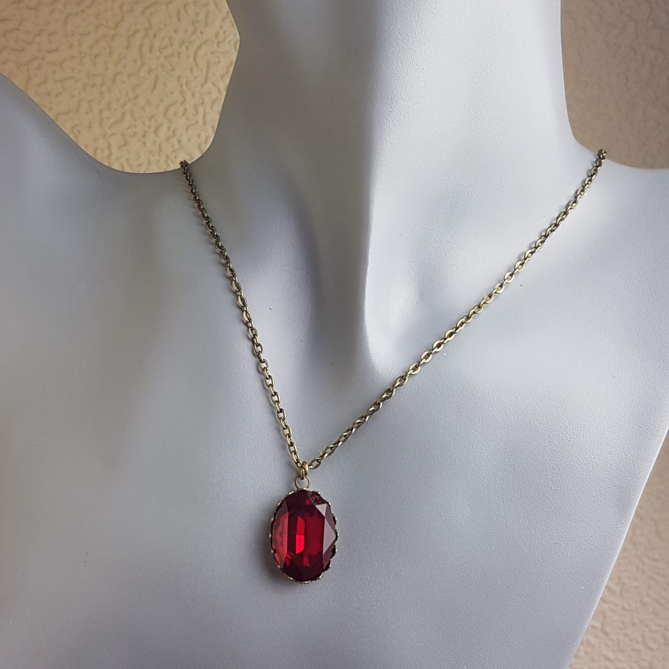 Deep Red Jewelry Set Antique Brass Bridesmaid Jewellery Oval - Etsy UK