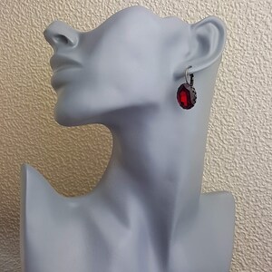 Deep Red Jewelry Set Antique Brass Bridesmaid Jewellery Oval - Etsy UK