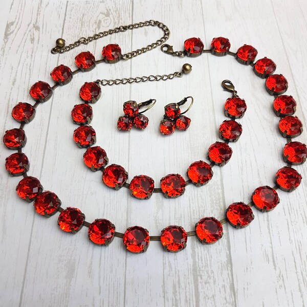 Red Necklace Set - Etsy