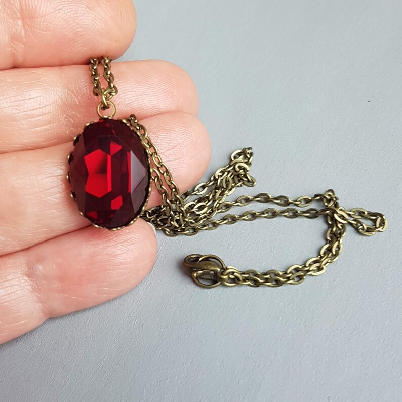 Deep Red Jewelry Set Antique Brass Bridesmaid Jewellery Oval - Etsy UK