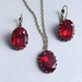 Deep Red Jewelry Set Antique Brass Bridesmaid Jewellery Oval - Etsy UK