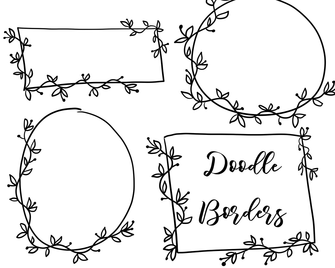 Frames Doodle Border Clipart Handpainted Digital Clipart Frame - Etsy