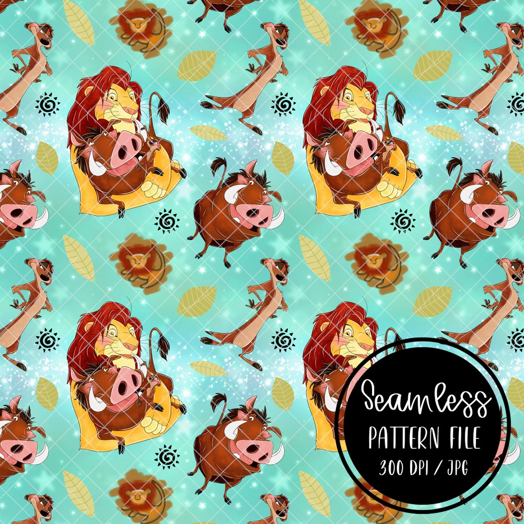 The Lion King Simba Pumbaa Timon Seamless Pattern, Digital Paper ...