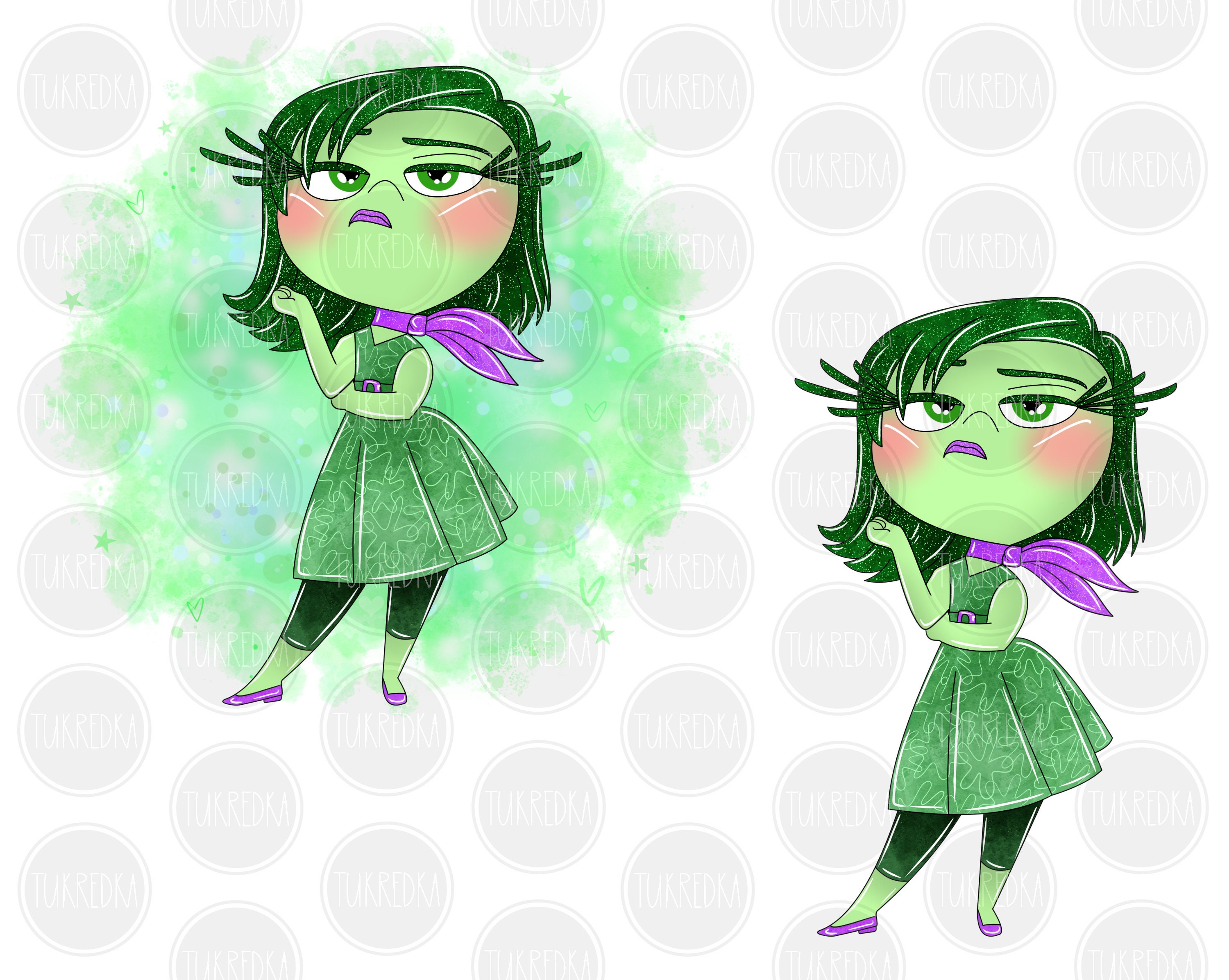 Inside Out Disgust Clip Art PNG, Hand Drawn Cartoon Clipart Sublimation ...