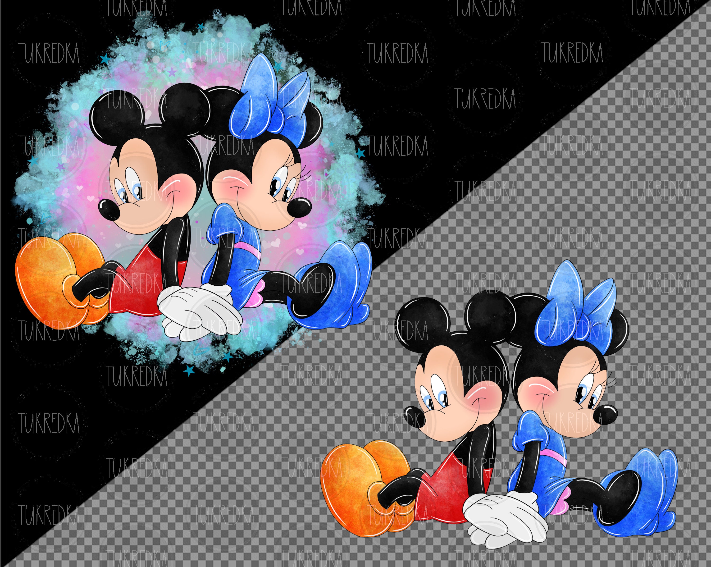Mickey and Minnie Mouse Clipart, PNG Clip Art, Cartoon Sublimation PNG ...