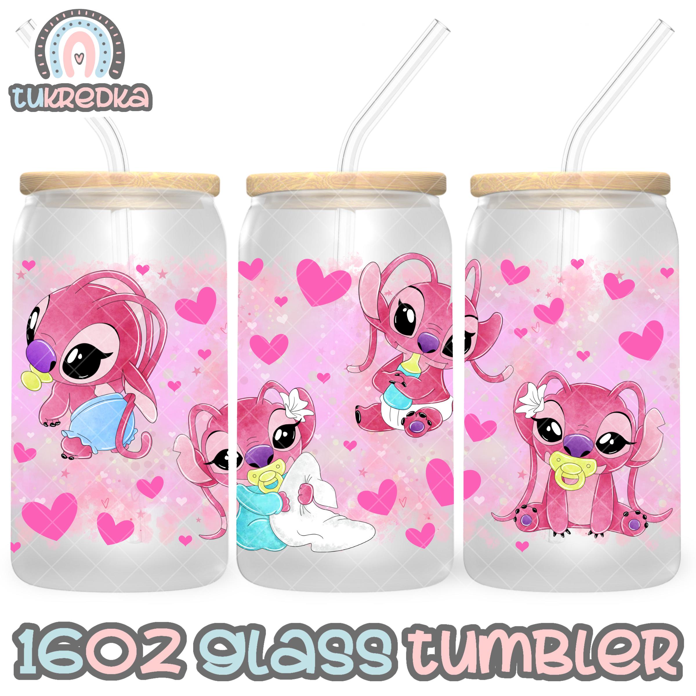 Stitch and Angel Cup PNG File DIGITAL DOWNLOAD 16oz Glass Tumbler ...