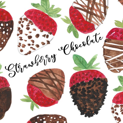 Valentine's Clip Art Chocolate Strawberry Clipart - Etsy