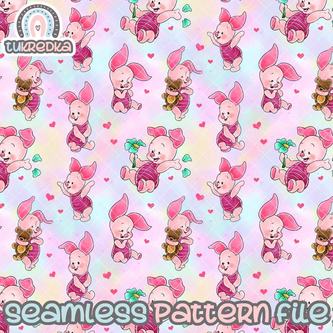 Winnie the Pooh Piglet Seamless Pattern, Digital Paper Background ...