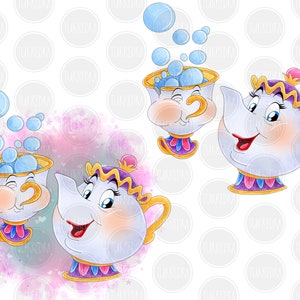 Princess Mrs Teapots & Chip Clipart, Beauty and the Beast PNG Clip Art ...