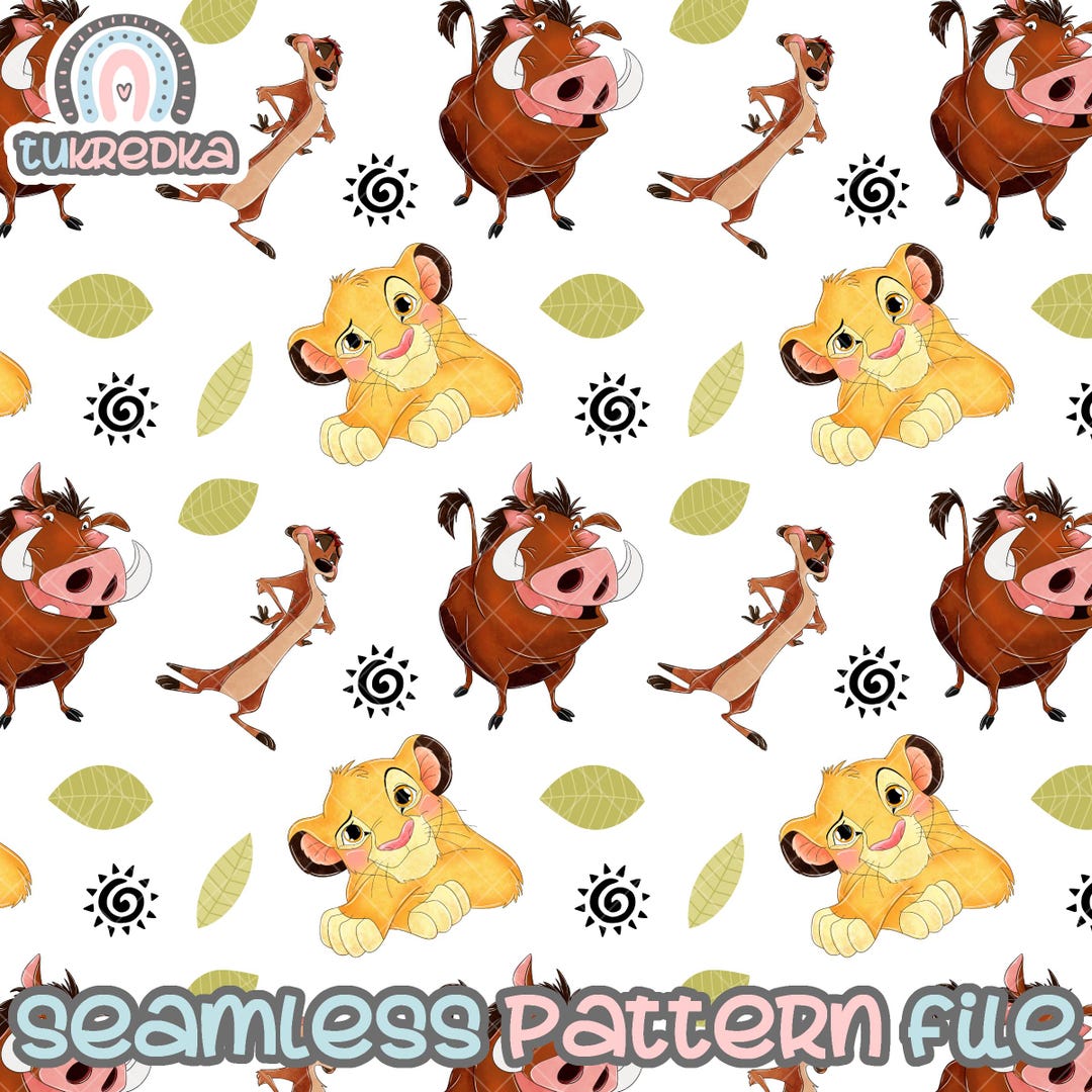 The Lion King Simba Pumba Timon Seamless Pattern, Digital Paper ...